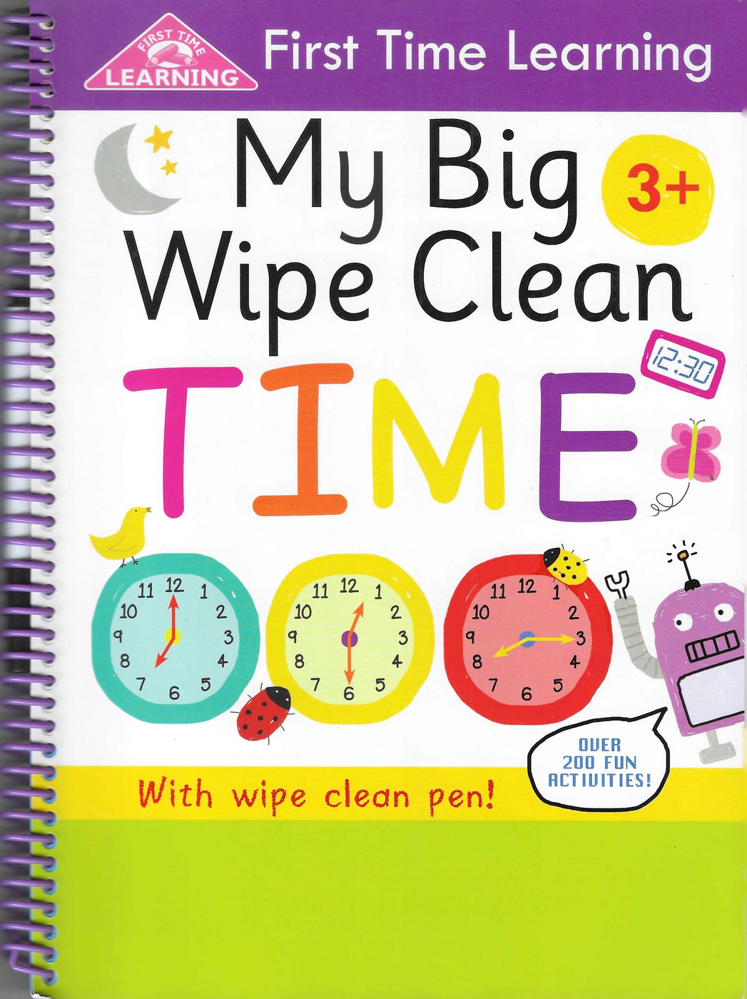 First Time Learning : My Big Wipe Clean - Time (Age 3+) — Spellbound ...
